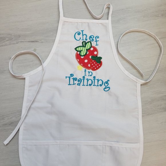 Accessories | Aprons For Kids White Apron With Strawberries Kids Apron ...